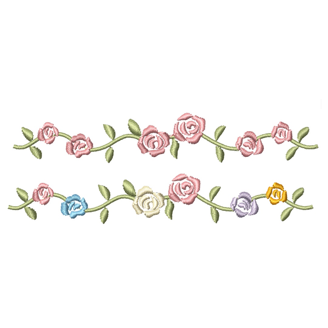 Classic Rose Flower Border Machine Embroidery, Mask Floral Botanical ...
