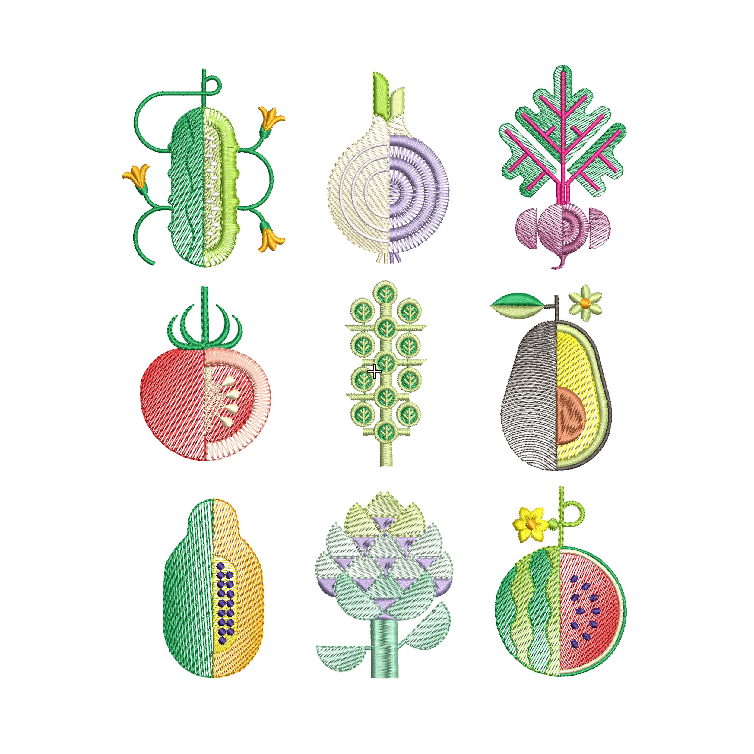 Happy Funny Vegetables Garden Machine Embroidery Avocado | Etsy
