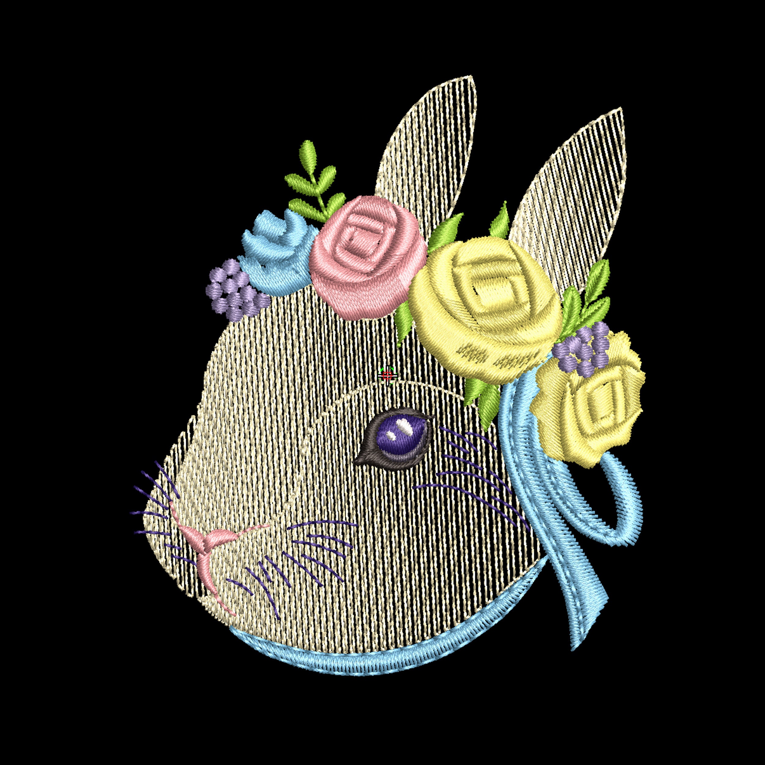 Flower Bunny Rabbit Machine Embroidery, Bohemian Hare Animal Botanical ...