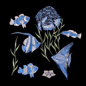 6 Sea Fish Nautical Chinoiserie Tropical Water Ocean Fish Machine ...