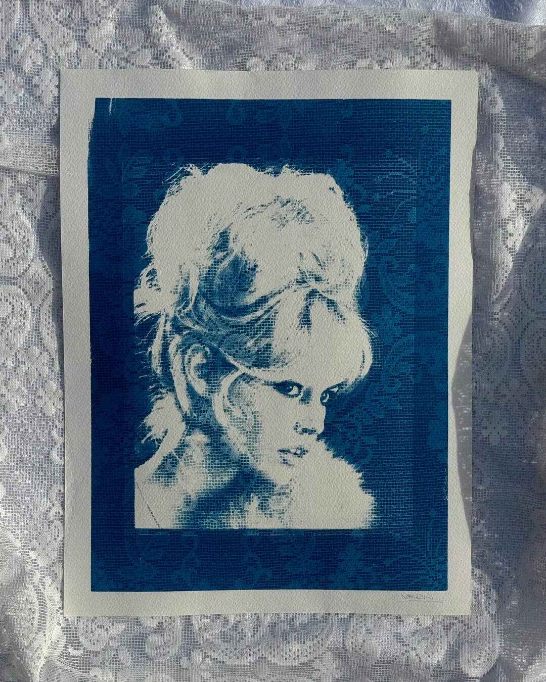 Brigitte in Lace Cyanotype, Custom Printmaking, Fine Art Prints, French ...