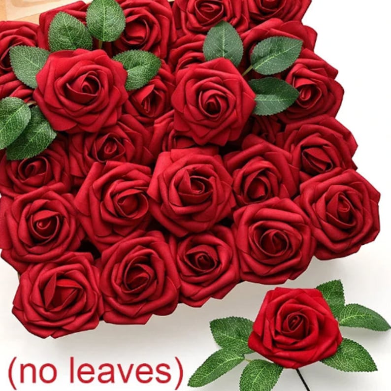 10/20/30pcs XL Artificial Roses Flowers Foam Fake Rose Heads With Stems ...