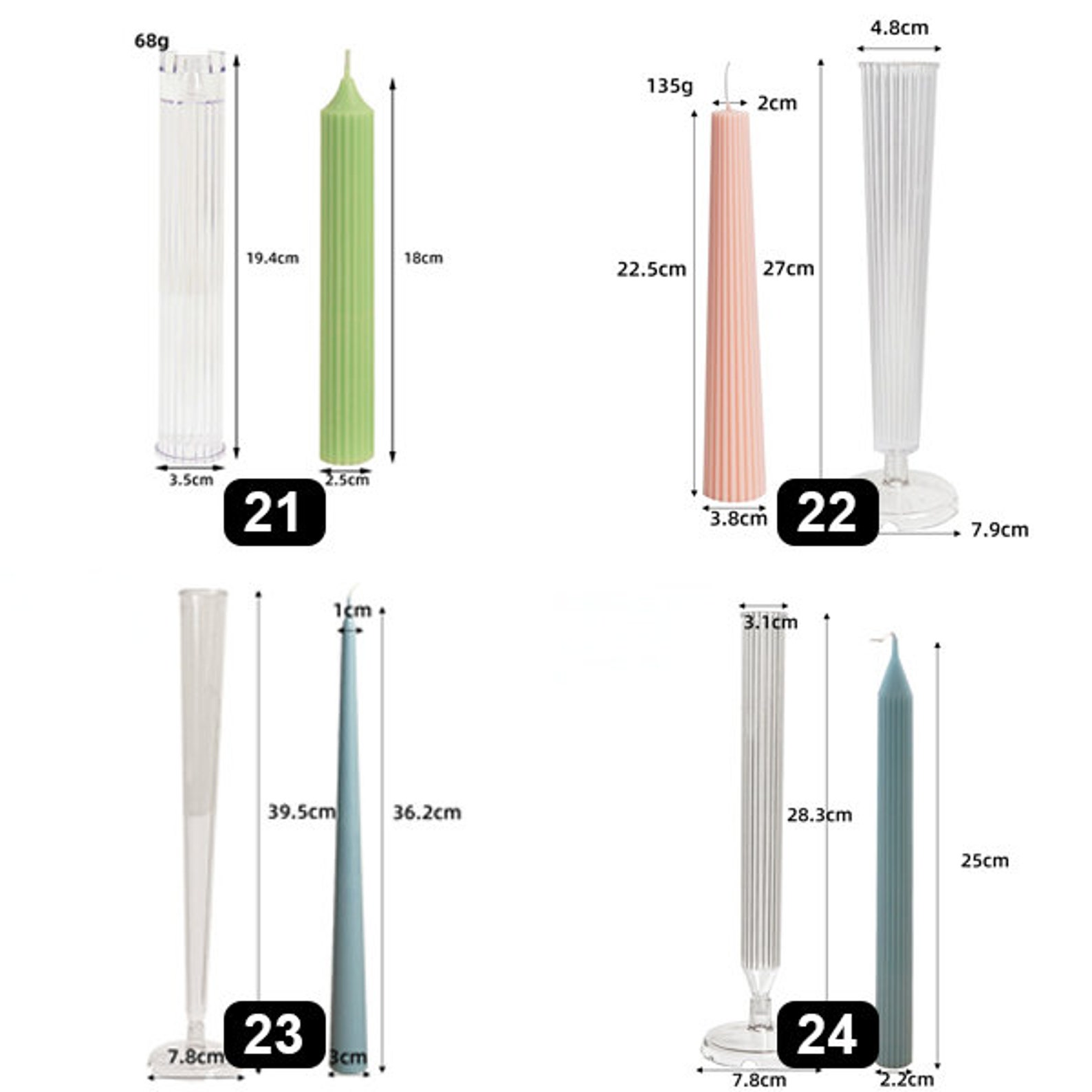 Handmade DIY Round and Long Strip Church Candle Mould Irregular ...