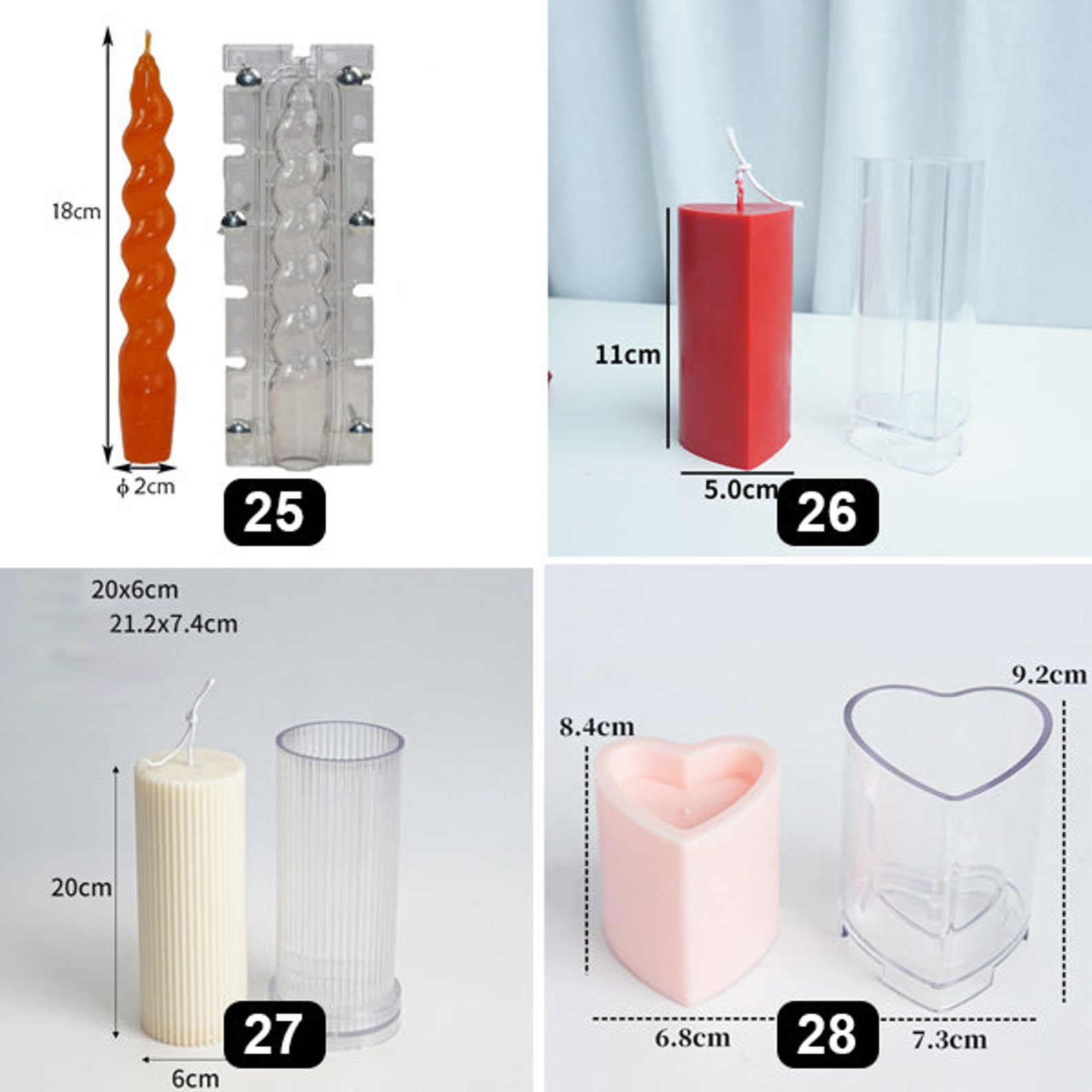 Handmade DIY Round and Long Strip Church Candle Mould Irregular ...