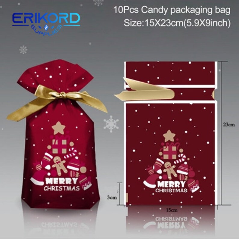 10pcs 15*23cm Santa Claus Merry Christmas Candy Bag Snowflake Crisp ...