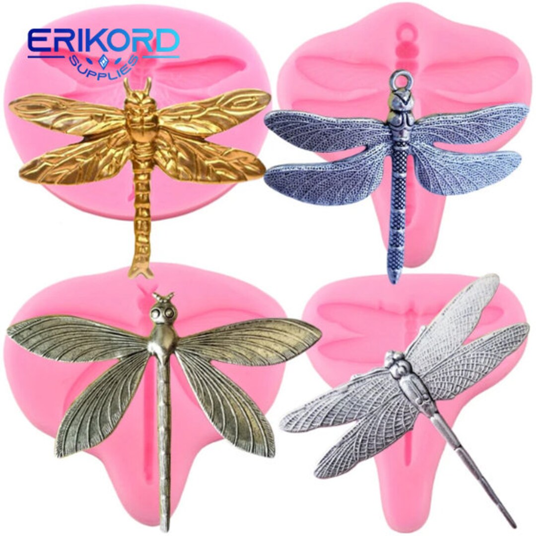 3D Craft Dragonfly Silicone Mold Fondant Cake Decorating Tools Cupcake ...