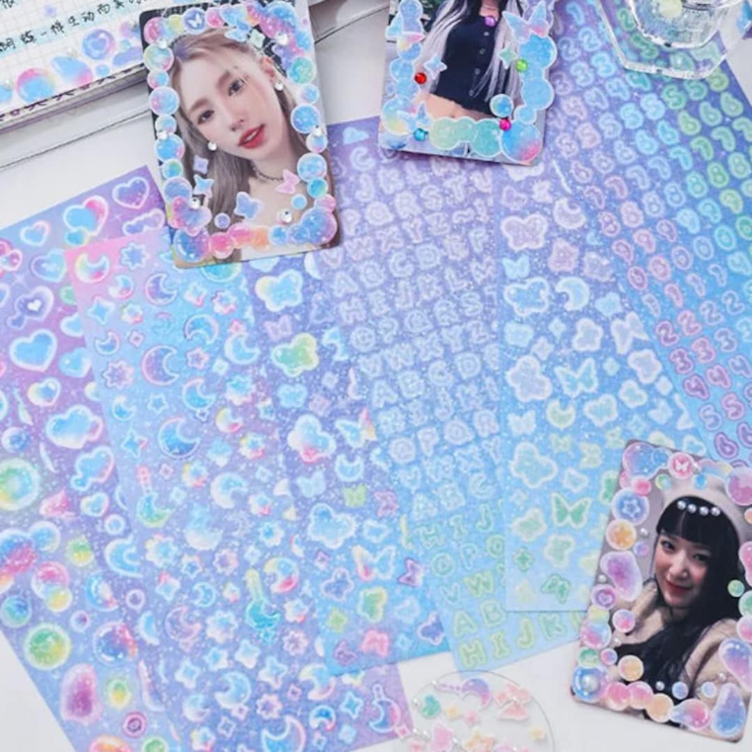 30 Sheets Glitter Colored Cute Bubble Stickers for DIY Card Photos ...
