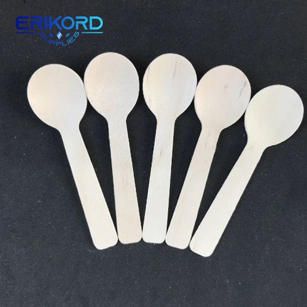 100 Small Disposable Wooden Spoons Wooden Utensils Ice Cream Spoon Tea ...