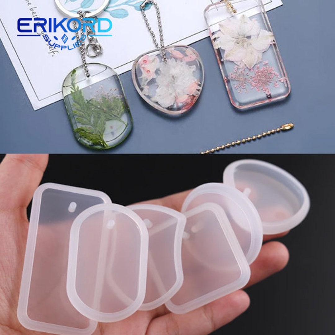 DIY Keychain Pendant Silicone Mold Set Crystal Epoxy Resin Mold Round ...
