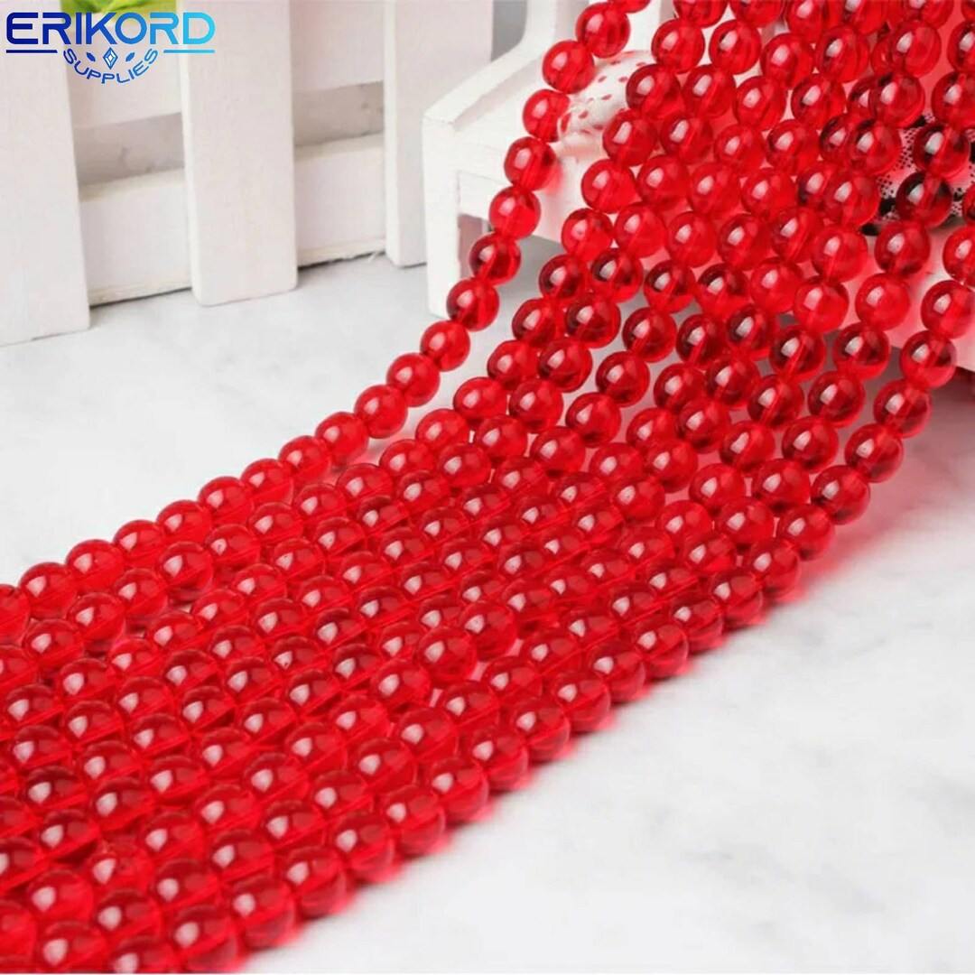 4/6/8/10/12mm Glass Beads Red Glass Beads Clear Glass Beads Round Bead ...