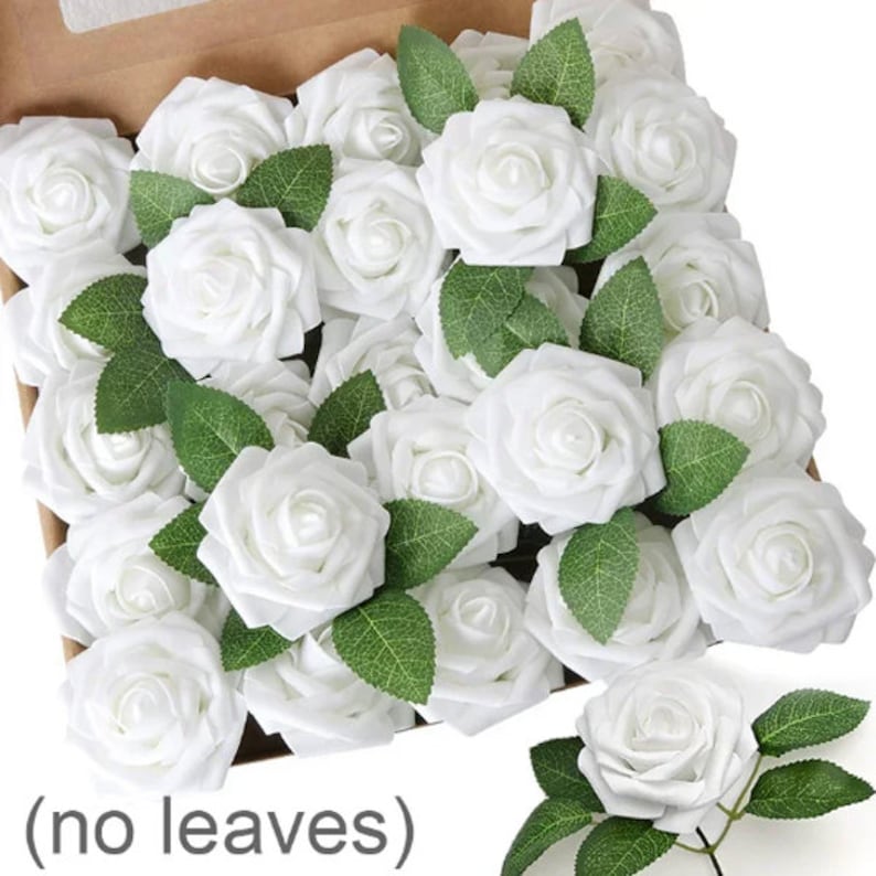10/20/30pcs XL Artificial Roses Flowers Foam Fake Rose Heads With Stems ...