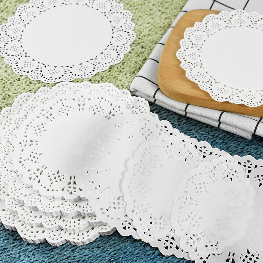 100pcs White Round Paper Doilies Circle Lace Doyleys Vintage Coasters ...