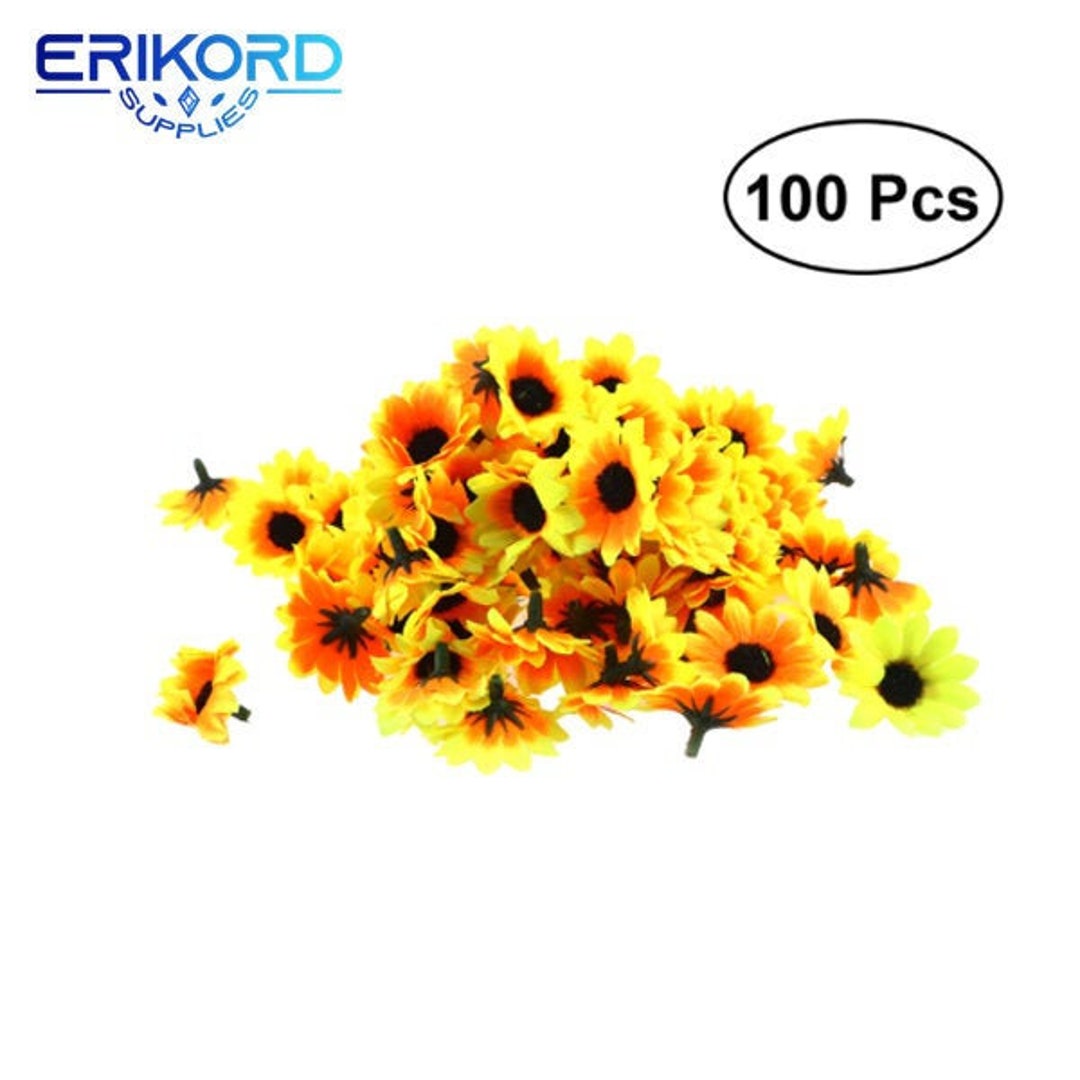 100pcs Lifelike Artificial Plastic Sunflower Heads Home Party ...