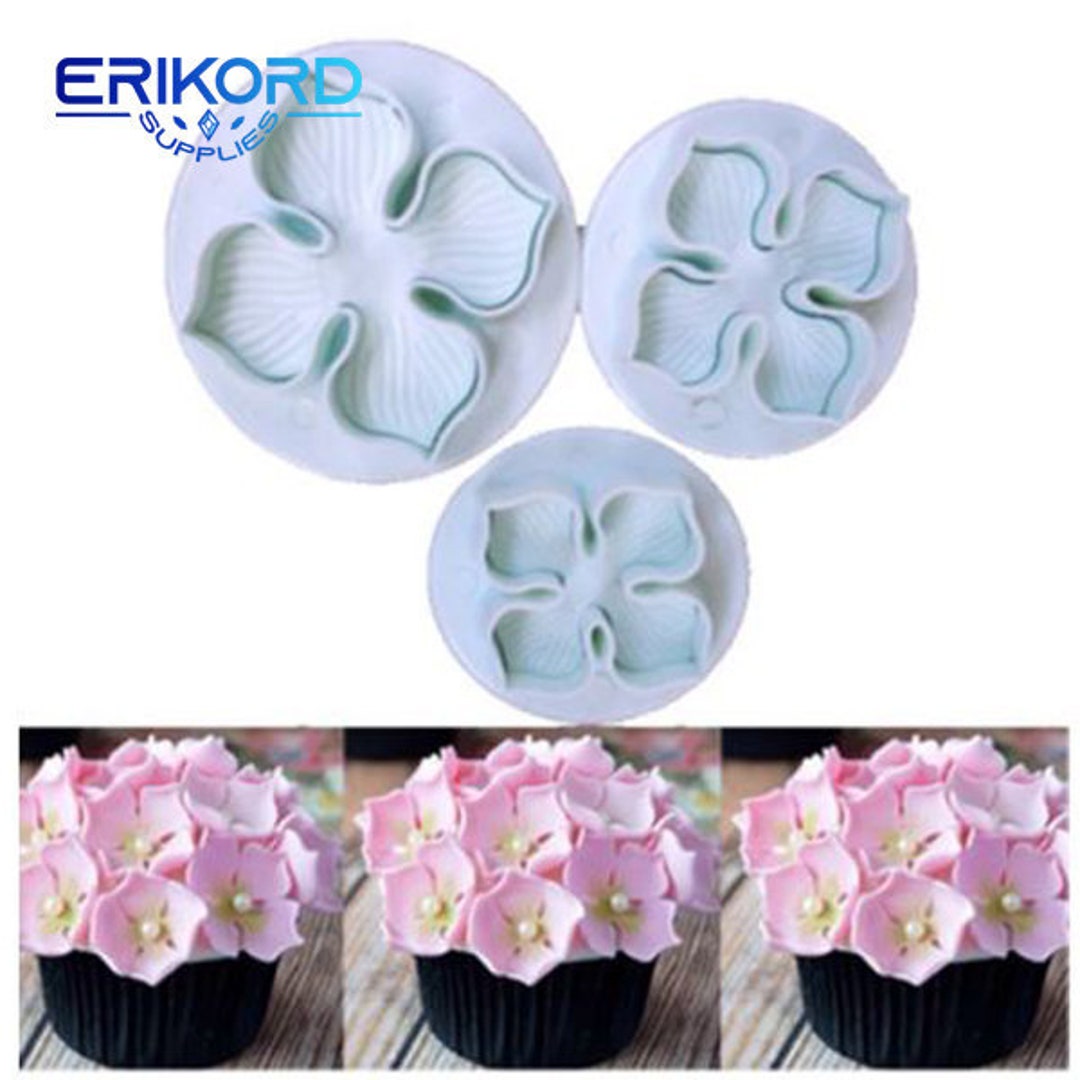 3PCS Set Hydrangea Fondant Cake Decorating Sugarcraft Plunger Cutter ...