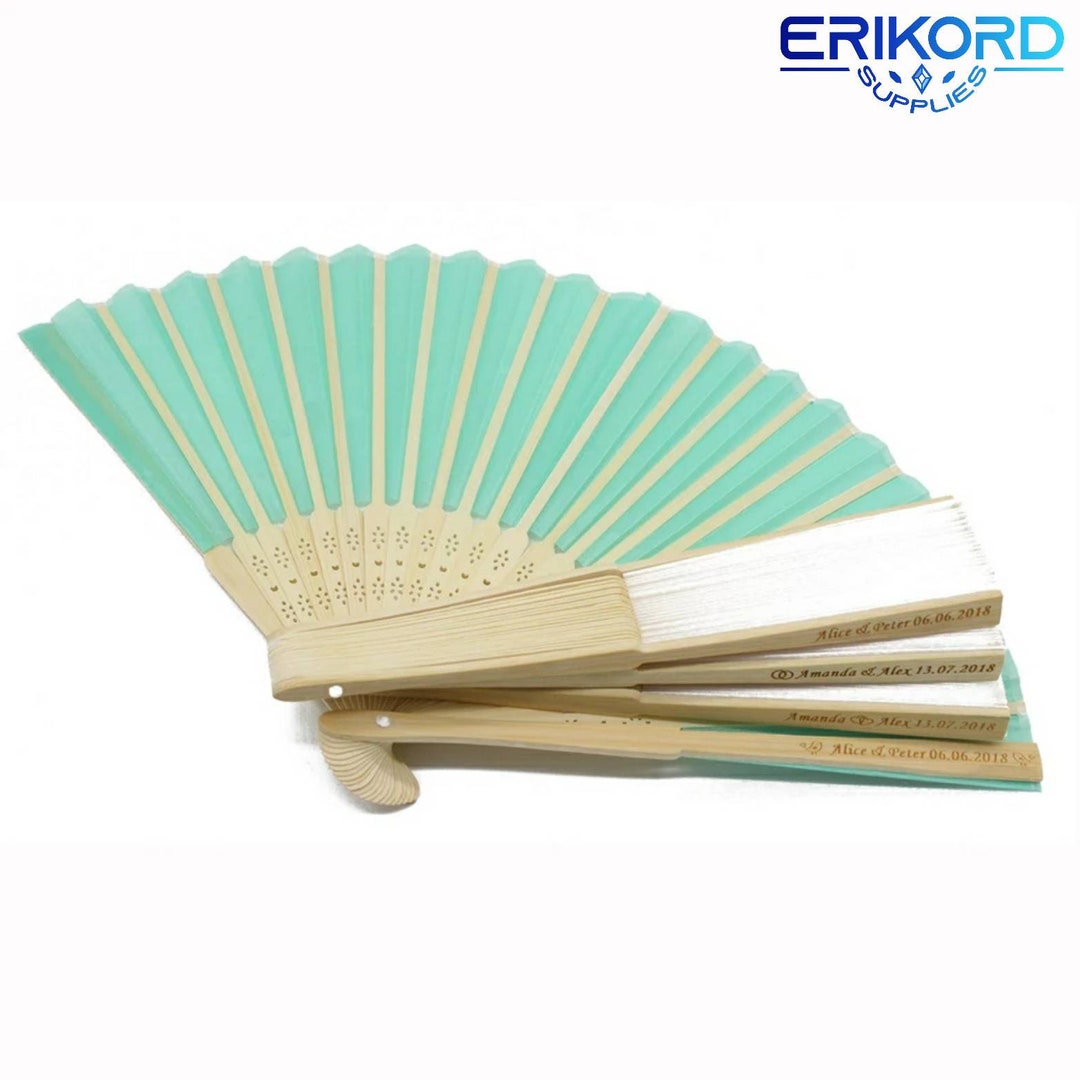 12pcs Personalized Fan, Custom Fan, Silk Fans, Wooden Fans, Engraved ...