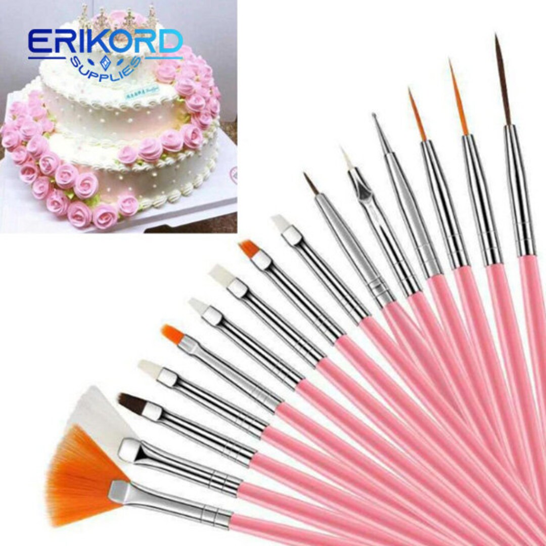 15 Pcs Set Fondant Cake Brush DIY Sugar Craft Baking Decorating ...