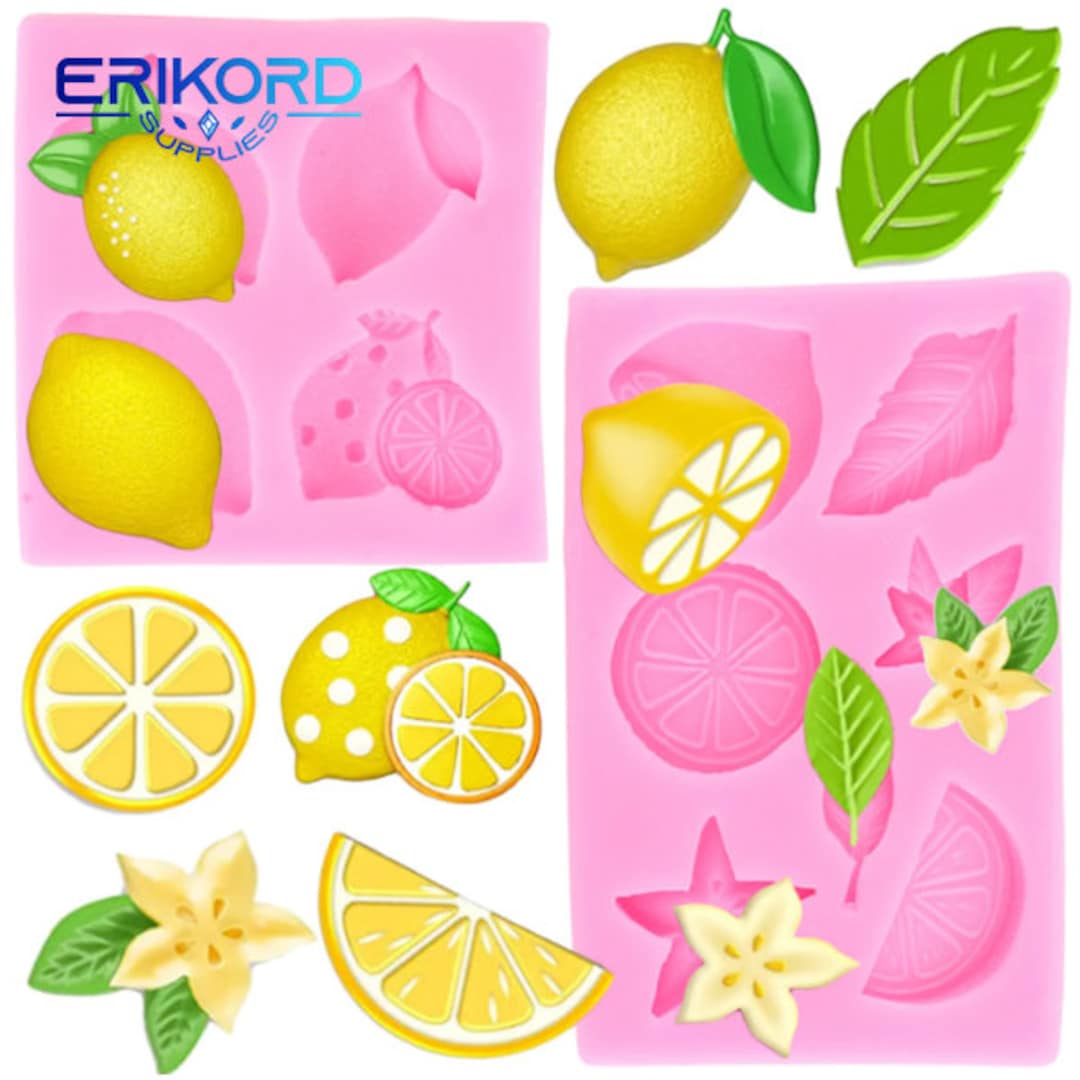 3D Lemon Fondant Mold Summer Fruit Flower Silicone Candy Chocolate DIY ...