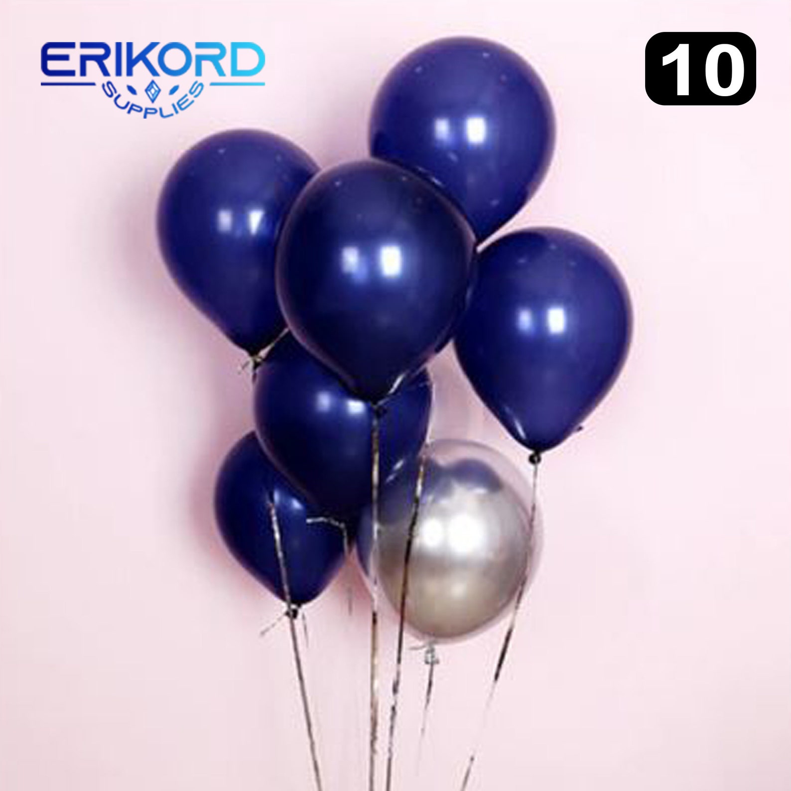 10pcs 10inch Metallic Luminous Blue Balloons Navy Blue Latex Balloon ...
