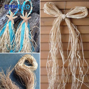 10m/bag Natural Raffia Rope DIY Crafts Wedding Decoration Invitation ...