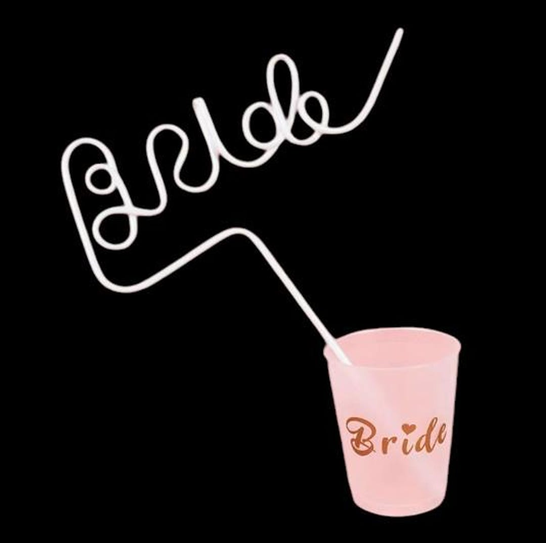 Jumbo Pink Bride Straw Bachelorette Party Babe Straws Fancy Drink Pouch ...
