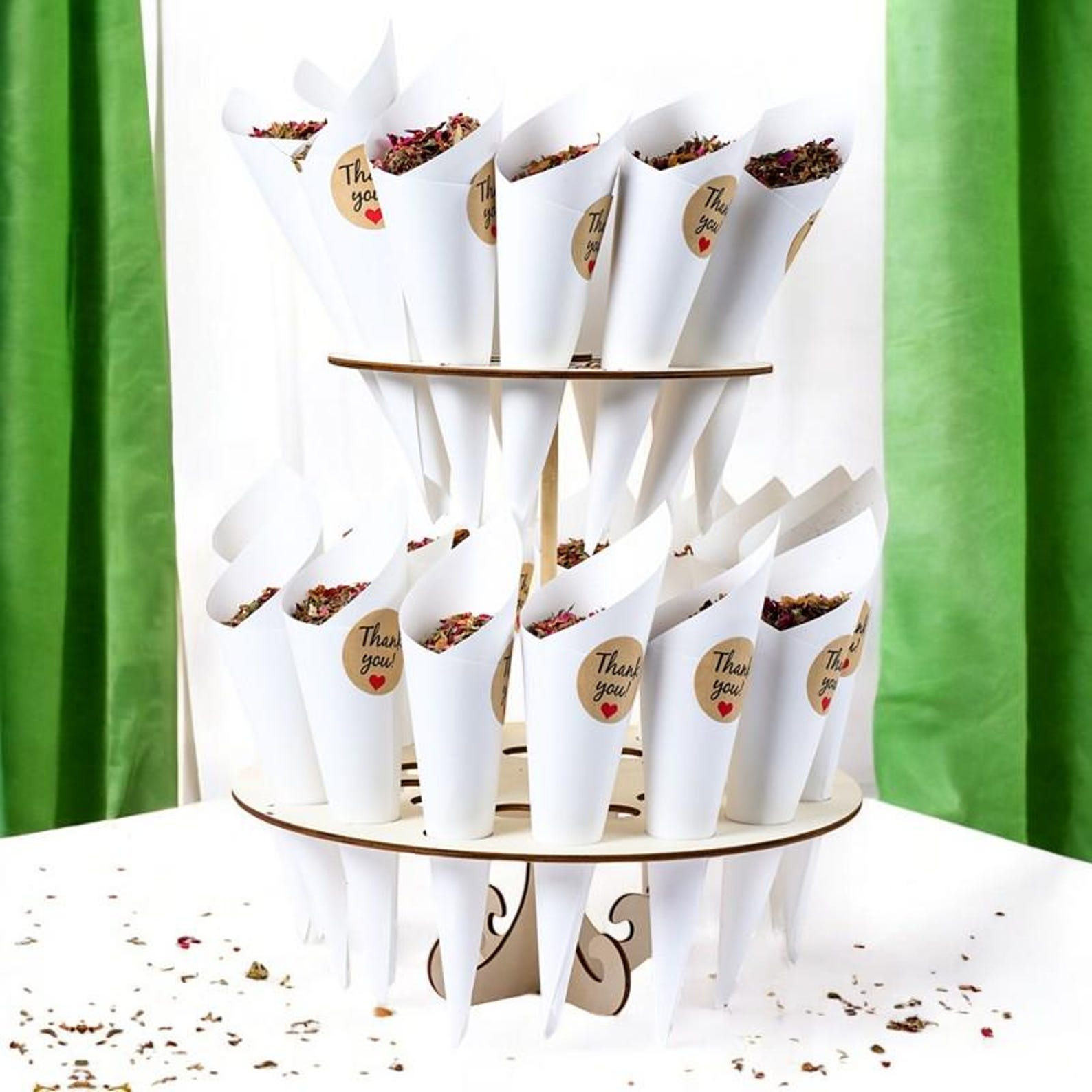 Wood Paper Wedding Confetti Cone Tray Wedding Confetti Cone Holder ...