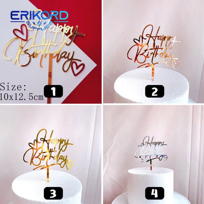 Acrylic Double Layer Happy Art Font Red Love Heart Cake Topper - Etsy