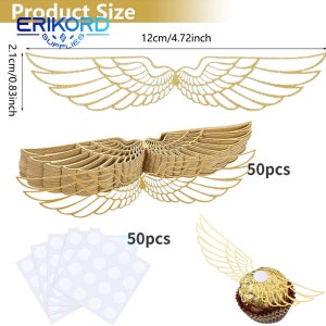 50pcs Gold Pearl Paper Wizard Party Chocolate Decoration Hollowed Wings ...