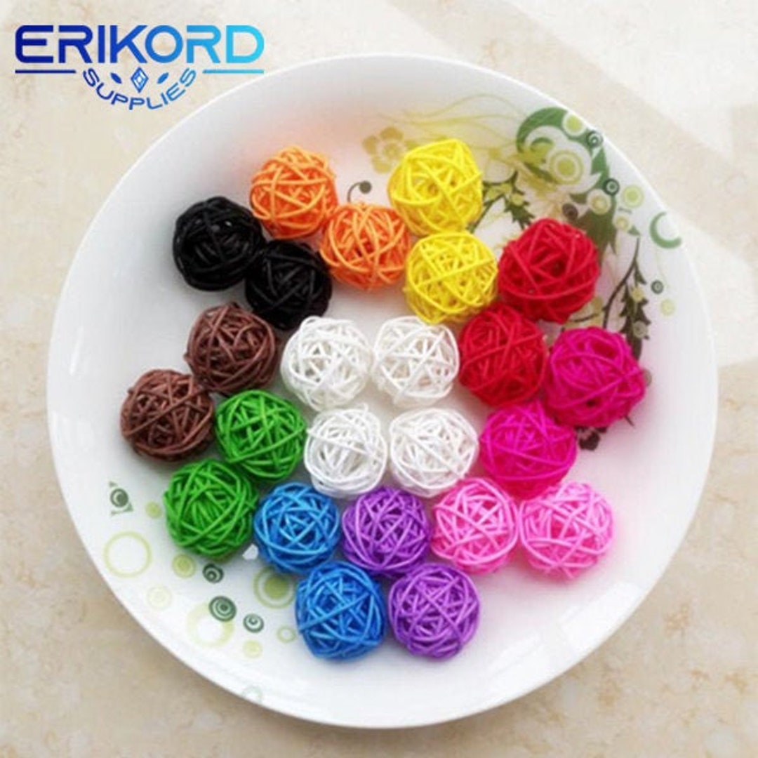 20 Pack 3cm Artificial Straw Balls Rattan Balls for Birthday Party ...