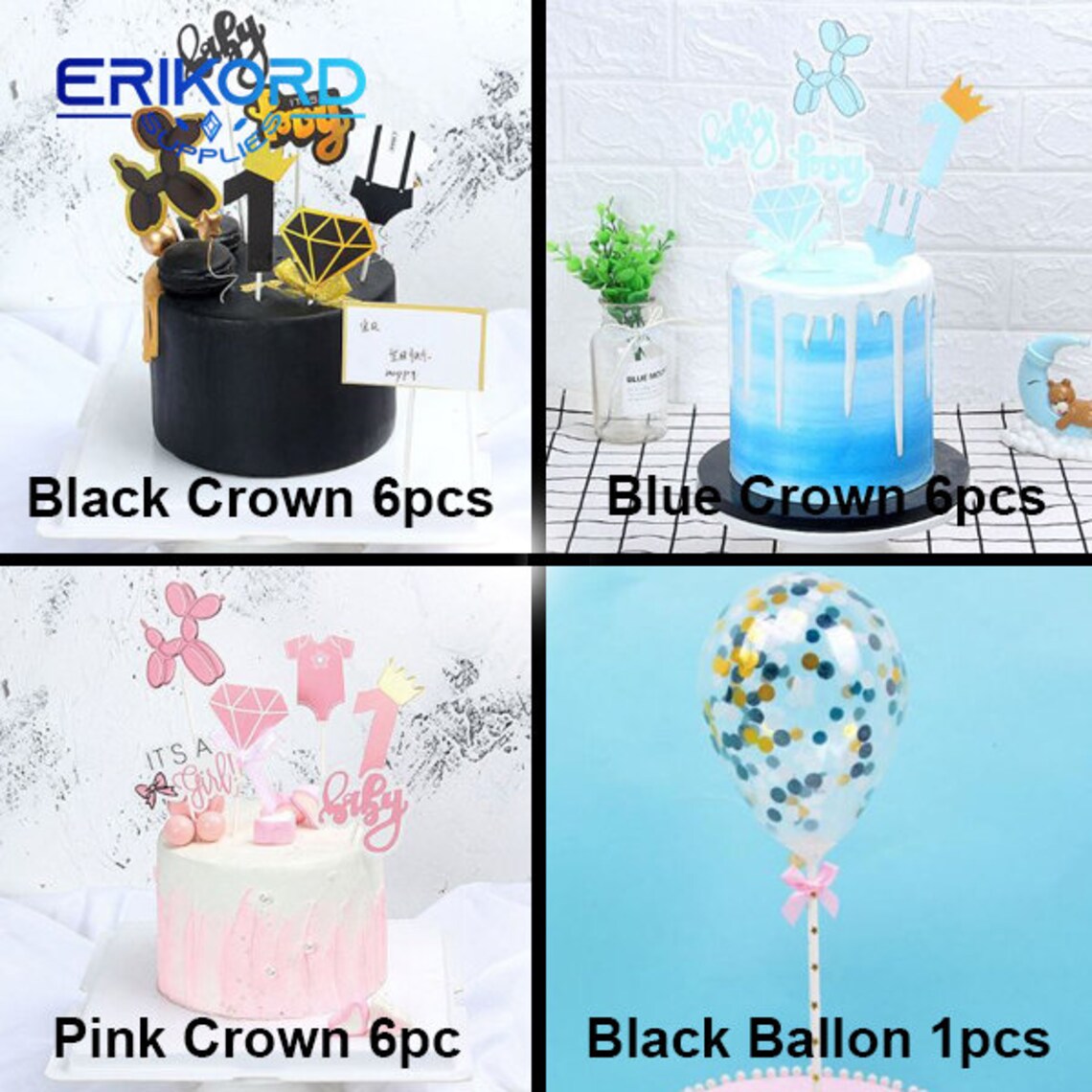 Nature Green Plant Cake Toppers Laser Cupcake Flags Jungle Party ...