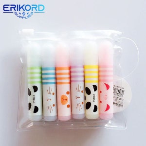 Set of 6 Cute Animals Panda Cat Mini Highlighter Paint Marker Pen ...