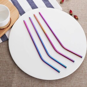 4 Pack, Metal Straws, Colorful Straws, Stainless Steel, Drinking Straws ...