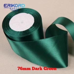 25 Yards 6 - 76mm Dark Green Silk Satin Ribbon Wedding Party Home ...