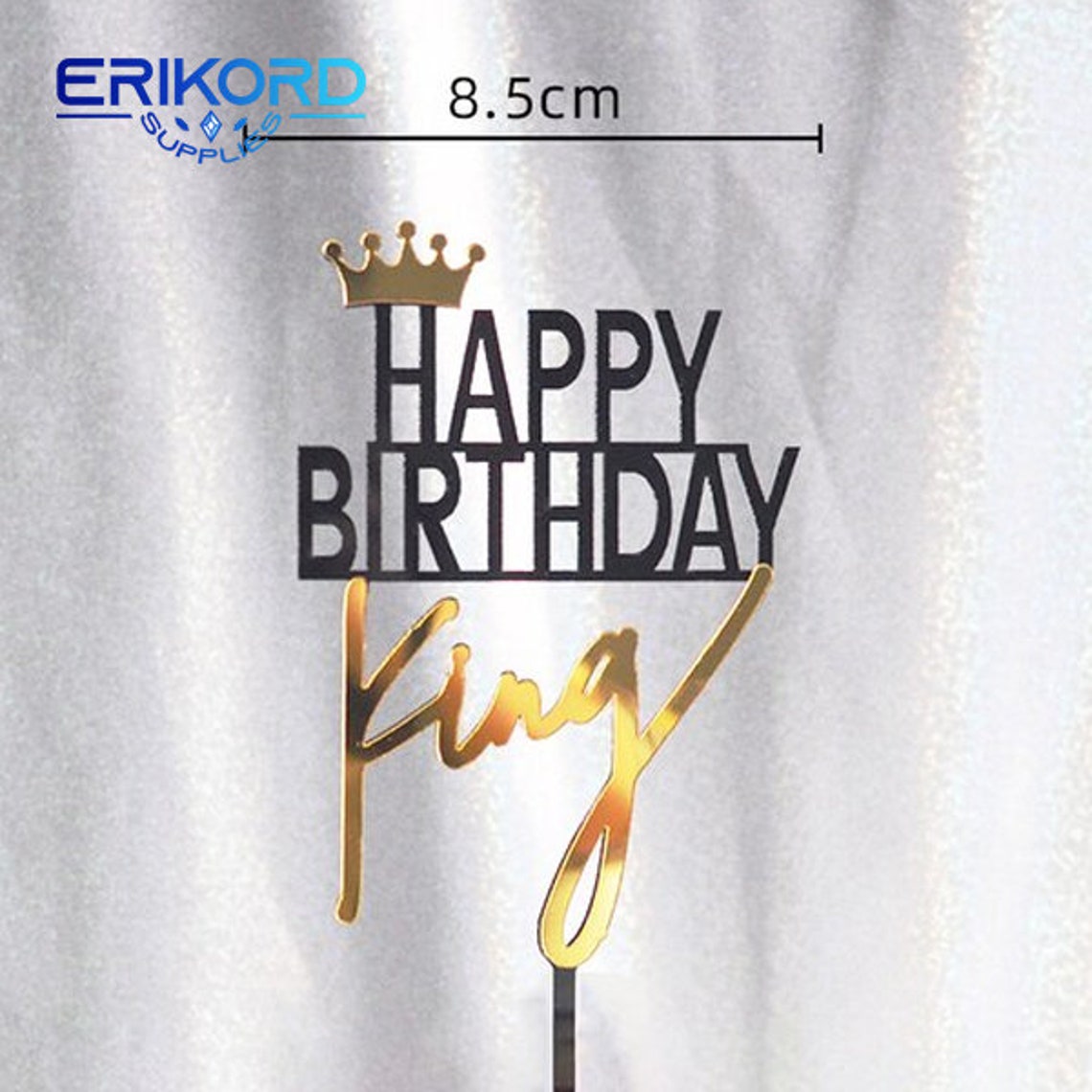 Gold Crown Queen King Princess Prince Black Acrylic Happy Birthday Cake ...