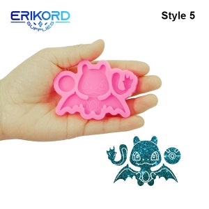 3D Shiny Silicone Resin Cartoon Anime Molds DIY Epoxy Clay Keychain ...