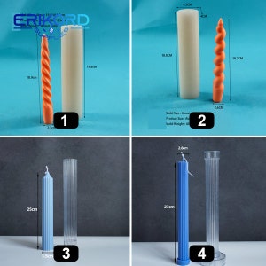 3D Long Spiral Pillar Candle Molds for Making DIY Candle Romantic ...