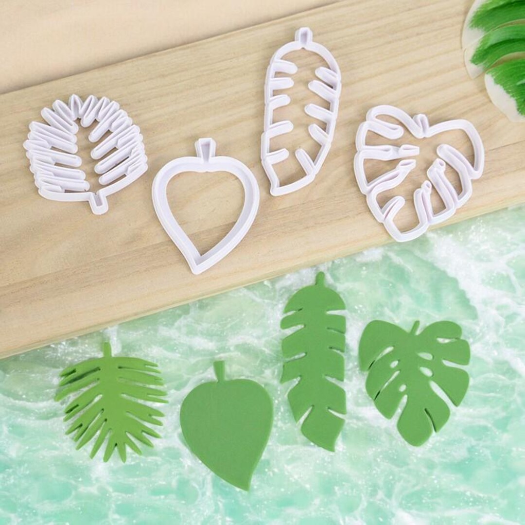 4pcs Tropical Leaf Leaves Jungle Biscuit Cookie Fondant Cutter Biscuit ...