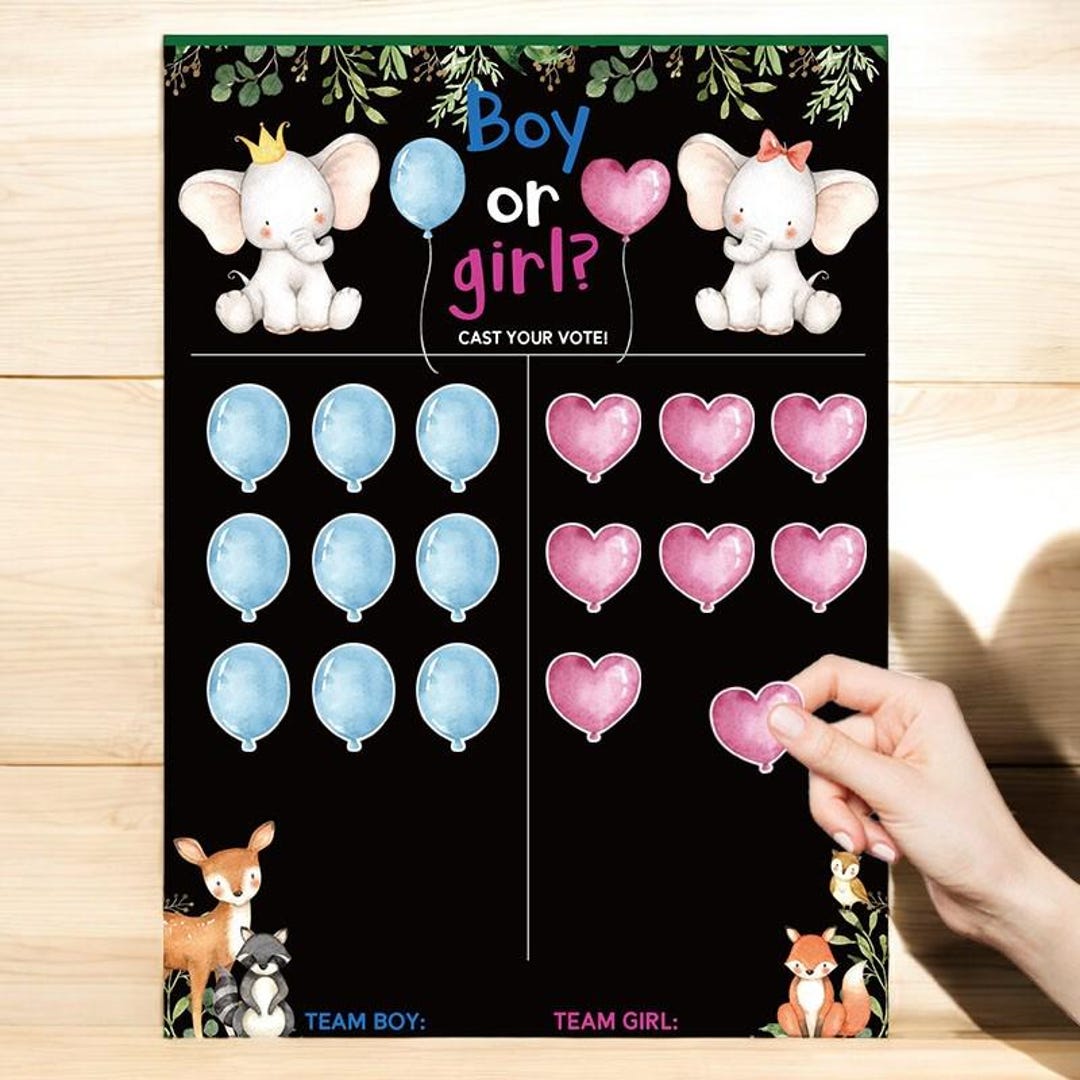 Boy or Girl Gender Reveal Voting Game Poster Board With Stickers He or ...
