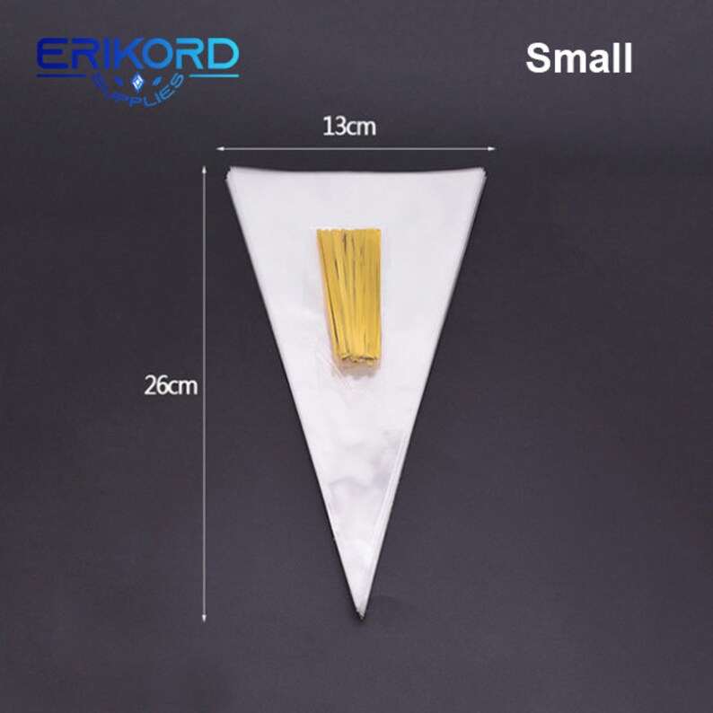 50pcs Clear Cone Candy Storage Bags Cones Transprant Plastic Bag ...