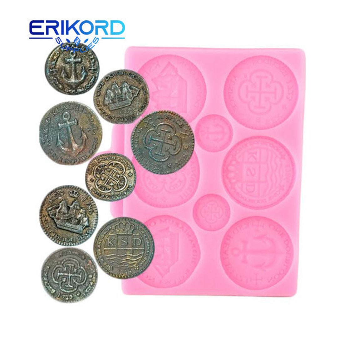 Treasure Coins Border Silicone Molds Cupcake Topper Fondant Cake ...
