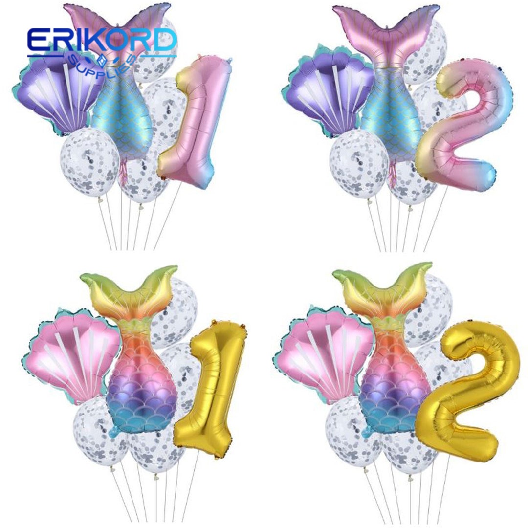 7pcs 32inch Mermaid Party Balloons Number Foil Balloon Kids Birthday ...