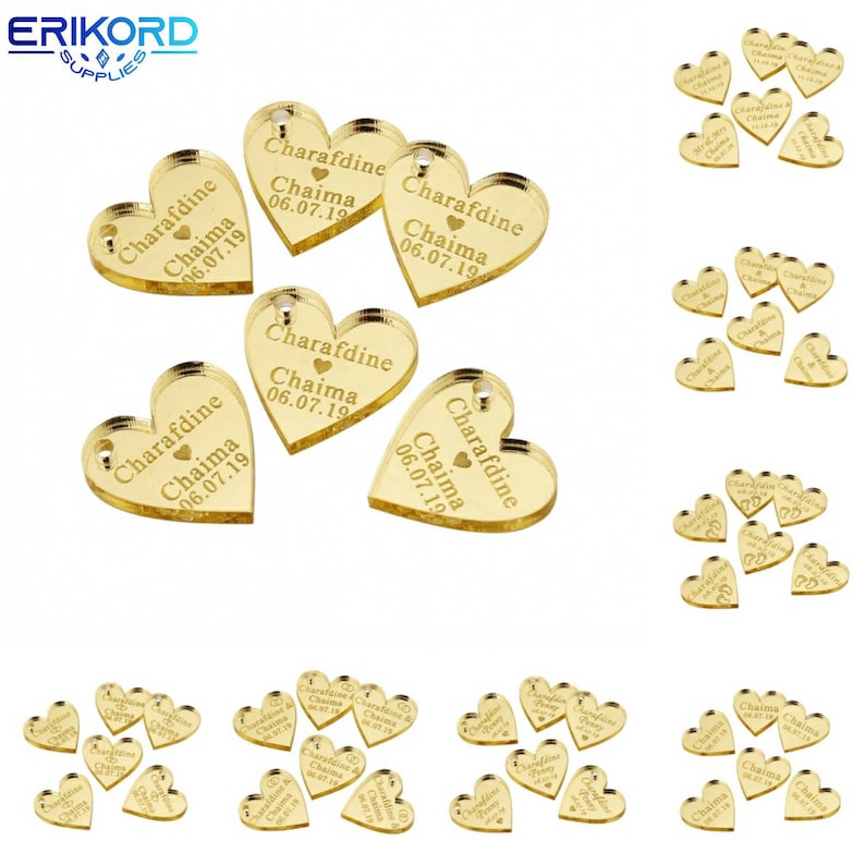 50pcs Customized Acrylic Heart Personalized MR and MRS Love Heart ...