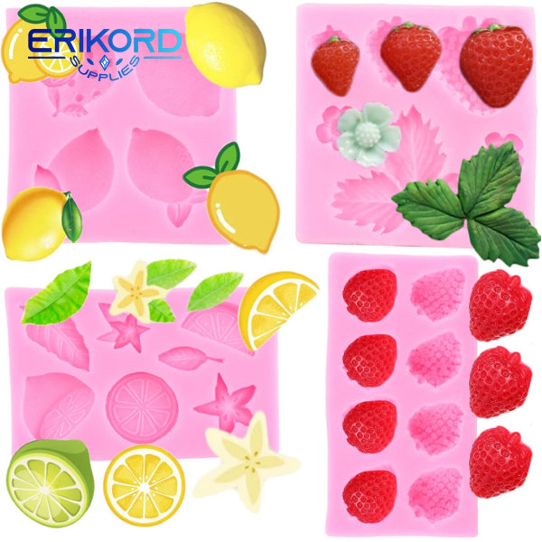 3D Strawberry Silicone Mold Lemon Fondant Molds DIY Cake Decorating ...