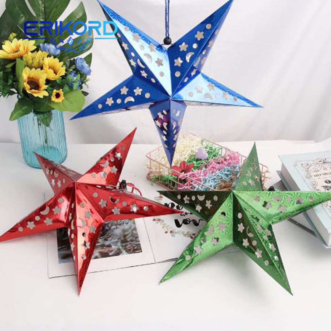 30/45/60cm Diameter Five Star Paper Star Decoration Tissue Paper Star ...