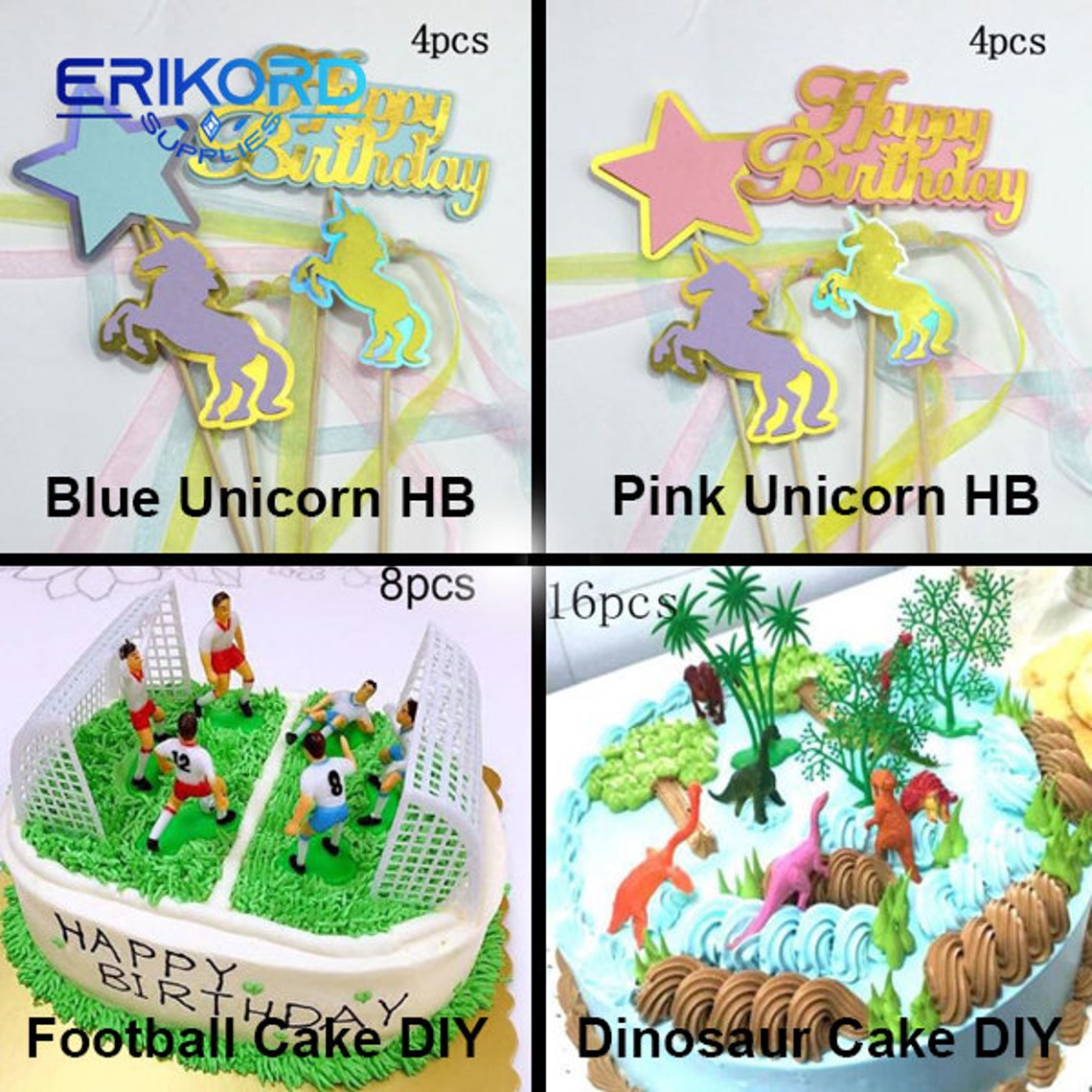 Nature Green Plant Cake Toppers Laser Cupcake Flags Jungle Party ...