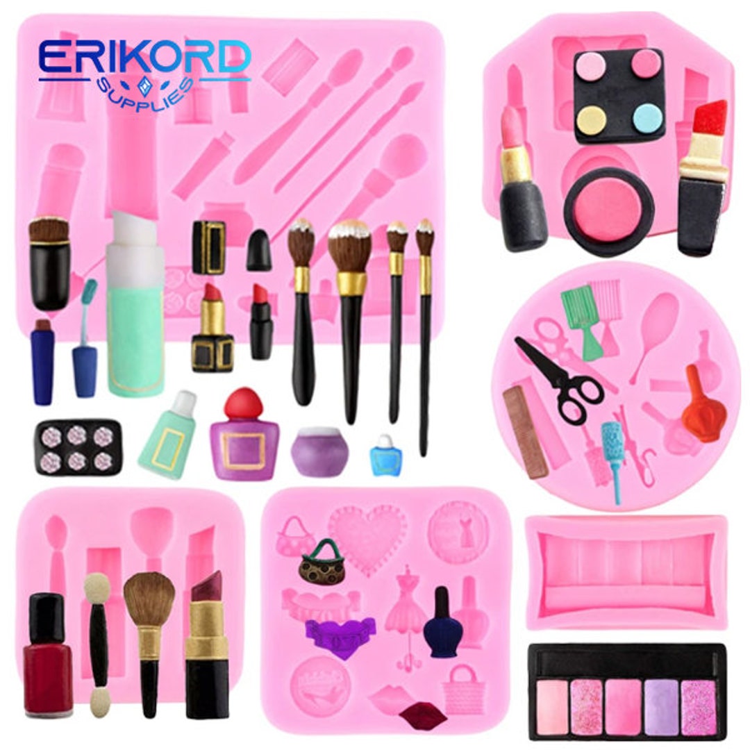 3D Makeup Design Silicone Molds Lipstick Fondant Perfume Powder Blusher ...