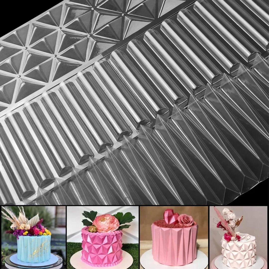 3D Origami Cake Wrap Mold Plastic Design Cake Border Cake Stencil ...
