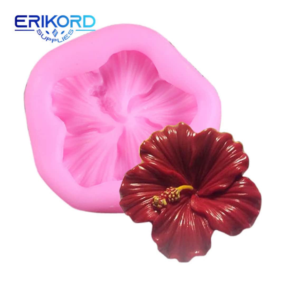 3D Flower Hibiscus Silicone Molds Fondant Craft Cake Candy Chocolate ...