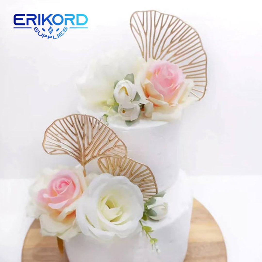 Acrylic Gold Ginkgo Leaves Cake Topper Happy Birthday Wedding ...
