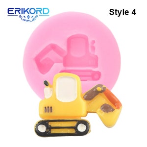 3D Excavator Dump Truck Silicone Molds Fire Truck Crane Chocolate Candy ...