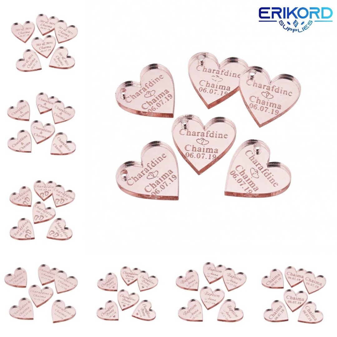 50pcs Customized Acrylic Heart Personalized MR and MRS Love Heart ...